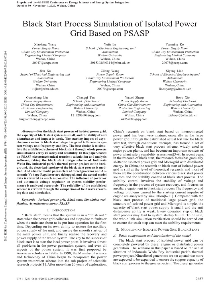 Black Start Process Simulation of Isolated Power | PDF | Electrical Grid | Simulation