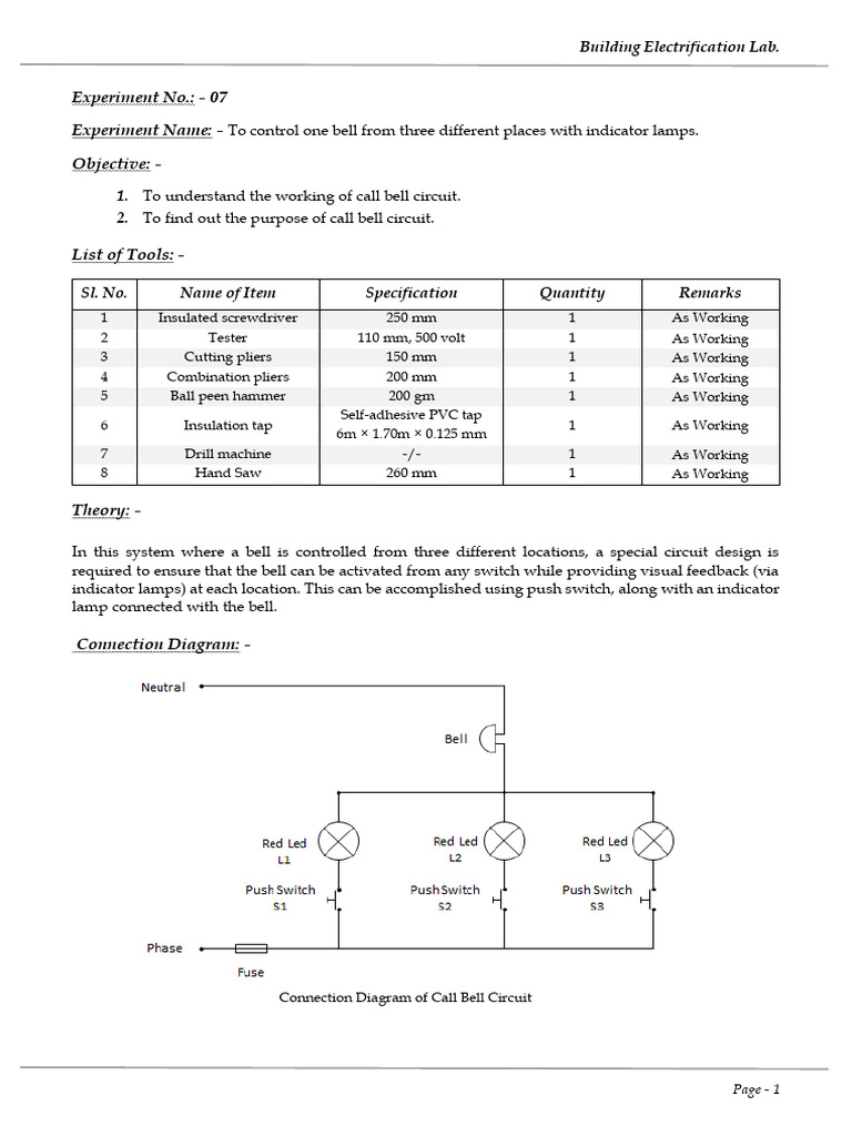 Lab - 07 - To Control One Bell From Three Different Places With ...