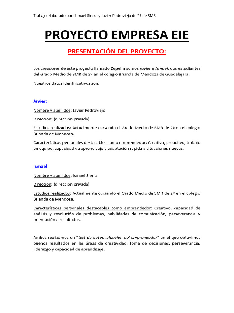 Proyecto Empresa EIE - Ismael Sierra y Javier Ruiz | PDF | Business | Aspiradora