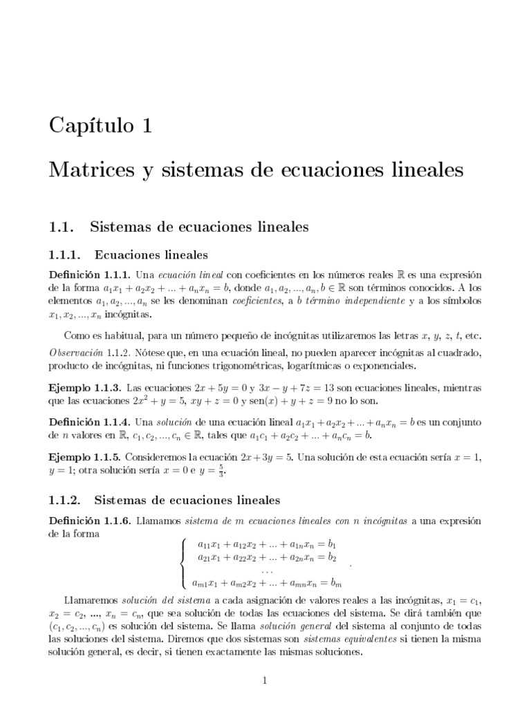 Tema 1 Matrices Sistemas De Ecuaciones Lineales Y Determinantes 3646