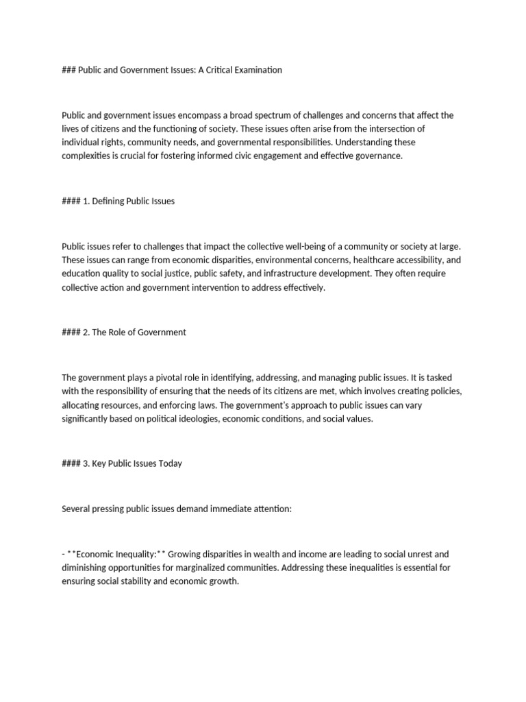 Public and Government Issues | PDF | Economic Inequality ...