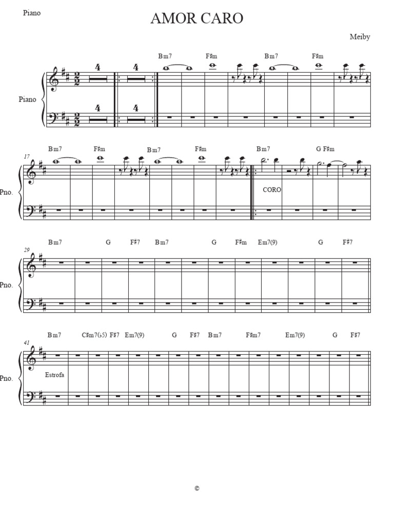 Amor Caro - Piano | PDF