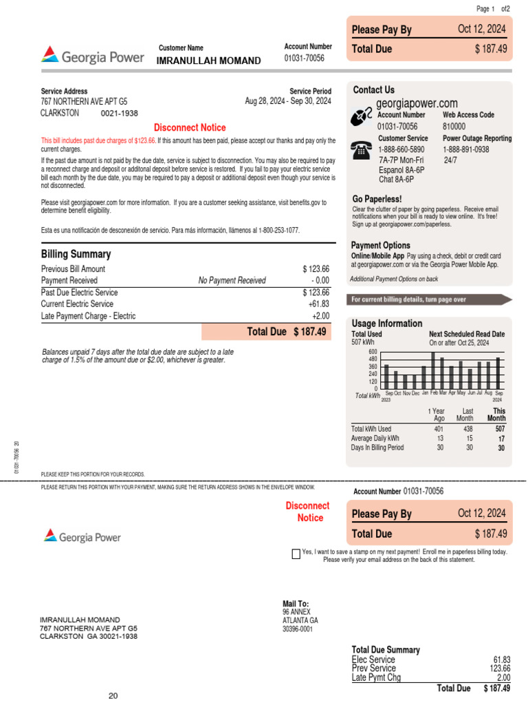 Georgia-power-bill | PDF | Debit Card | Credit Card