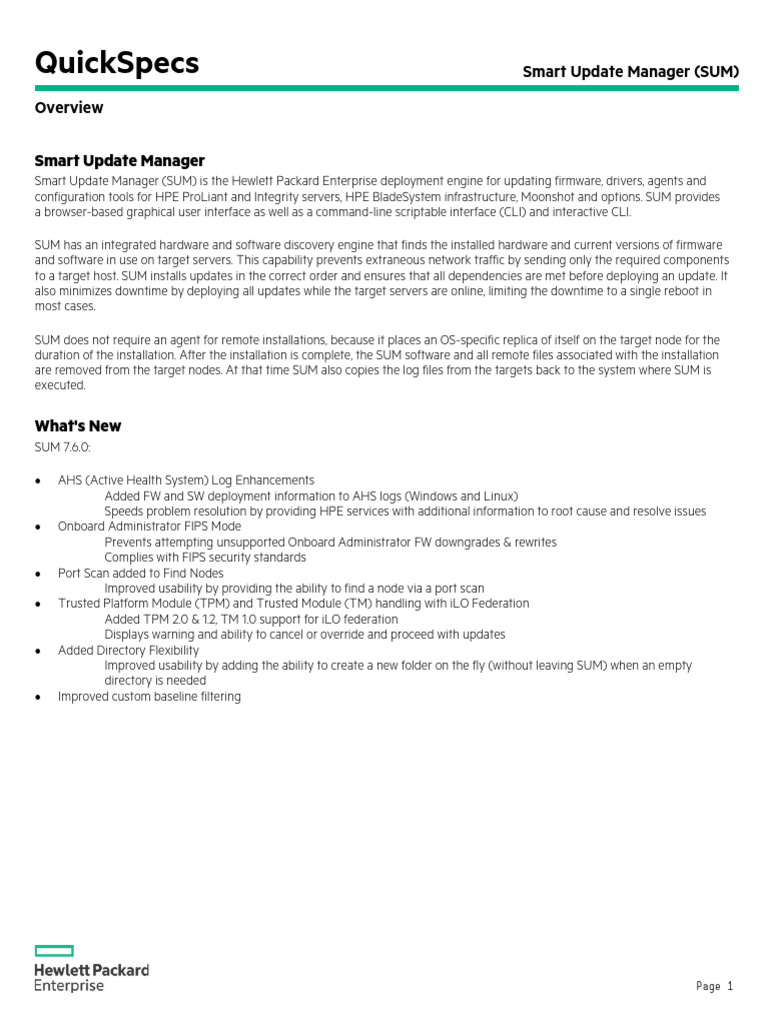 HPE - c04154365 - Smart Update Manager (SUM) | PDF | Command Line ...