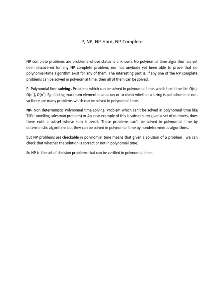 Notes-NP Hard and NP Complete Notes | PDF | Time Complexity ...