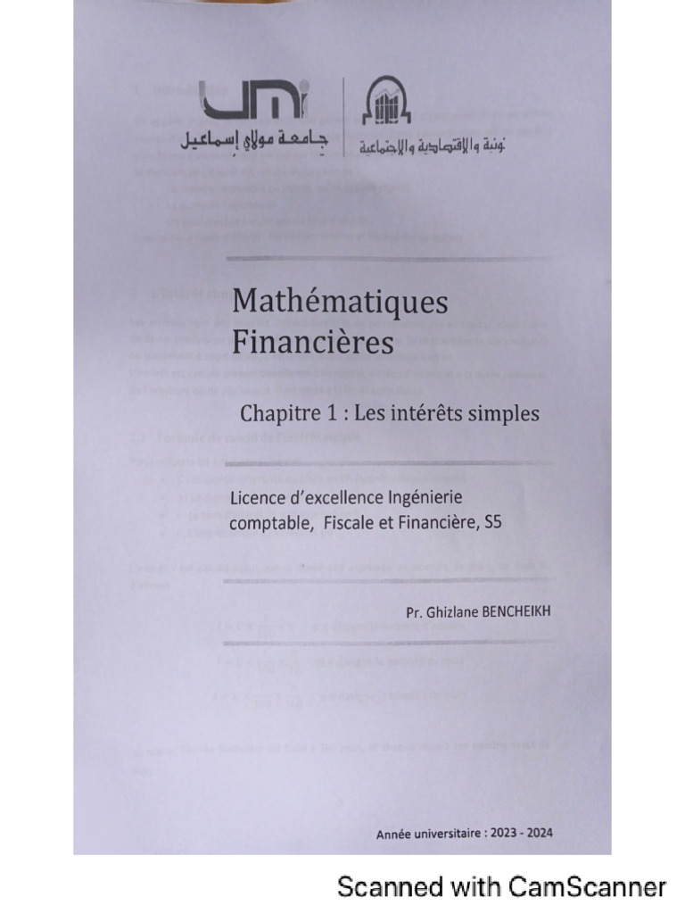 Cours Maths Fin 1 | PDF