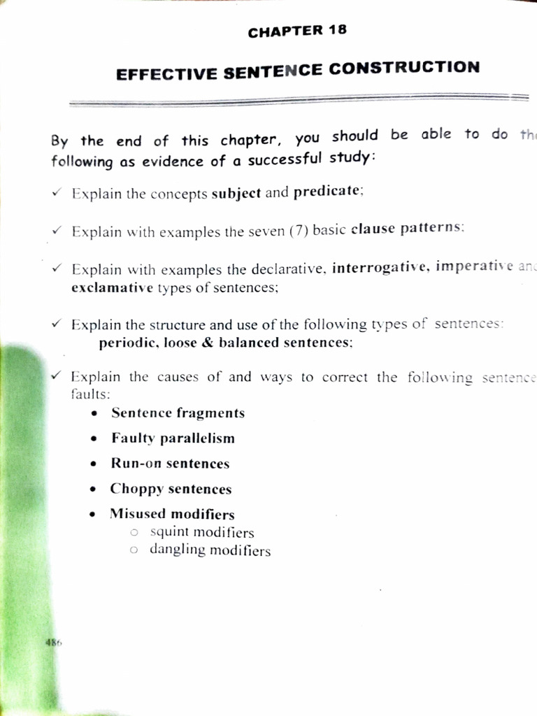 Correct and Effective Sentence Construction in Writing | PDF | Subject ...
