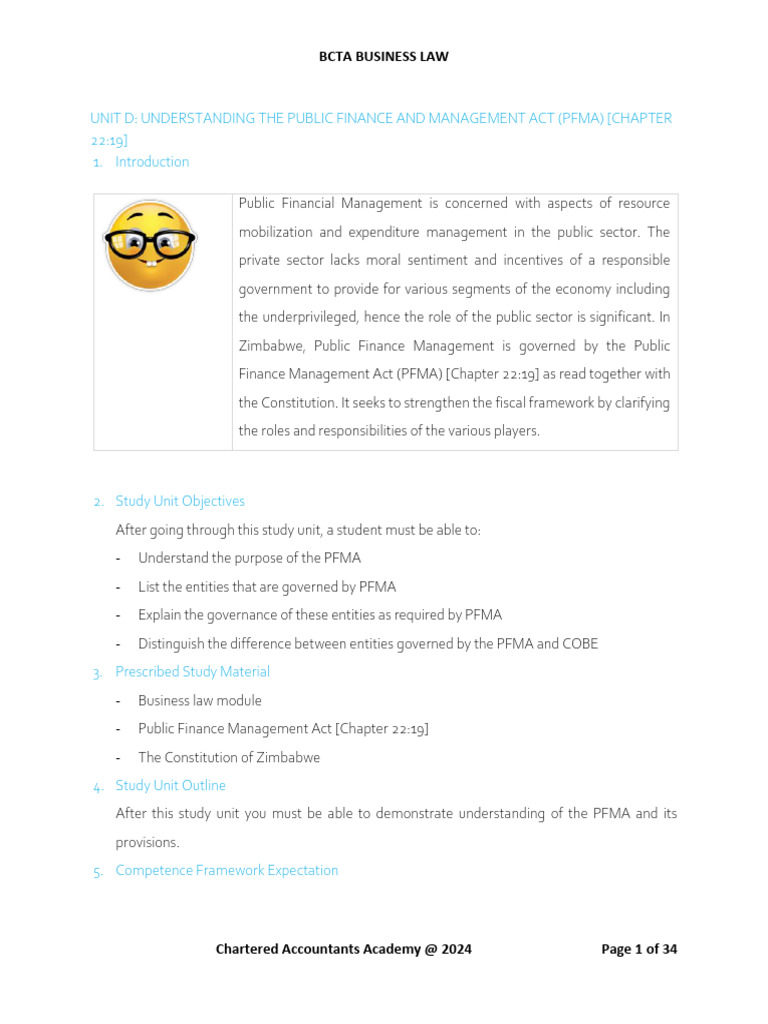 2024 Bcta Business Law - Study Unit D - Understanding Pfma-1 | PDF ...