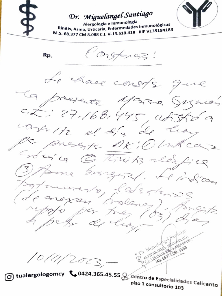 Dr. Santingo: Alergología e Inmunología en Calicanto | PDF