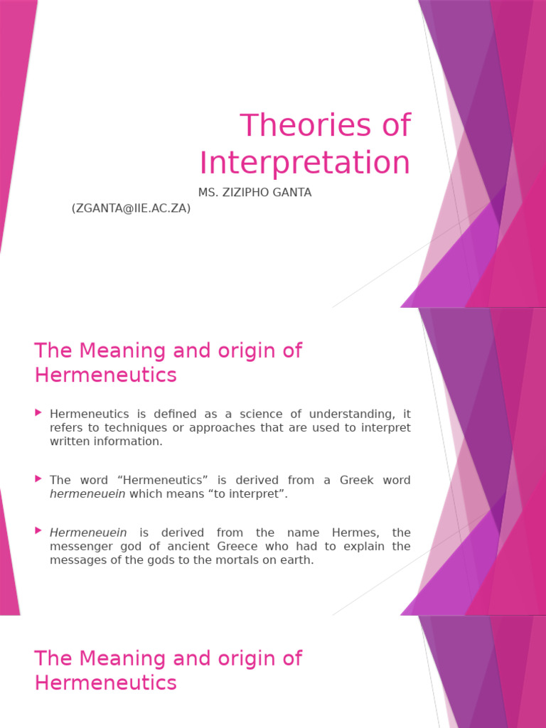 Theories of Interpretation Part 1 | PDF | Hermeneutics | Postmodernism