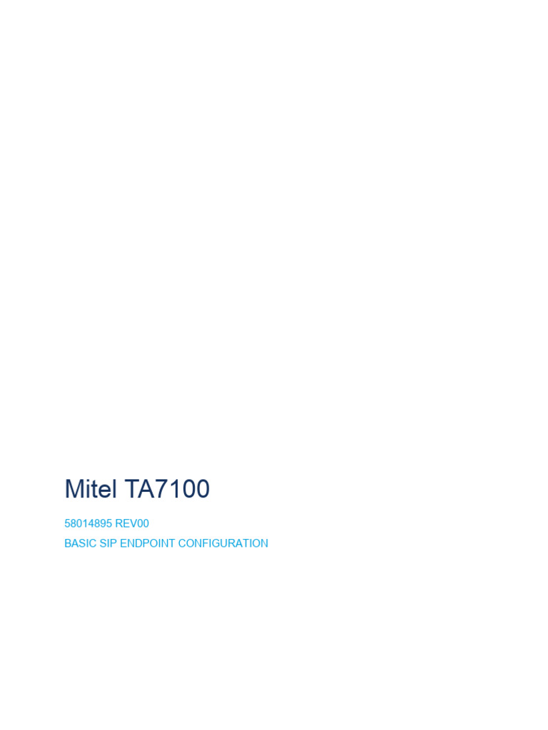 REV00 Mitel TA7100 Basic SIP Endpoint Registration | PDF | Ip Address ...