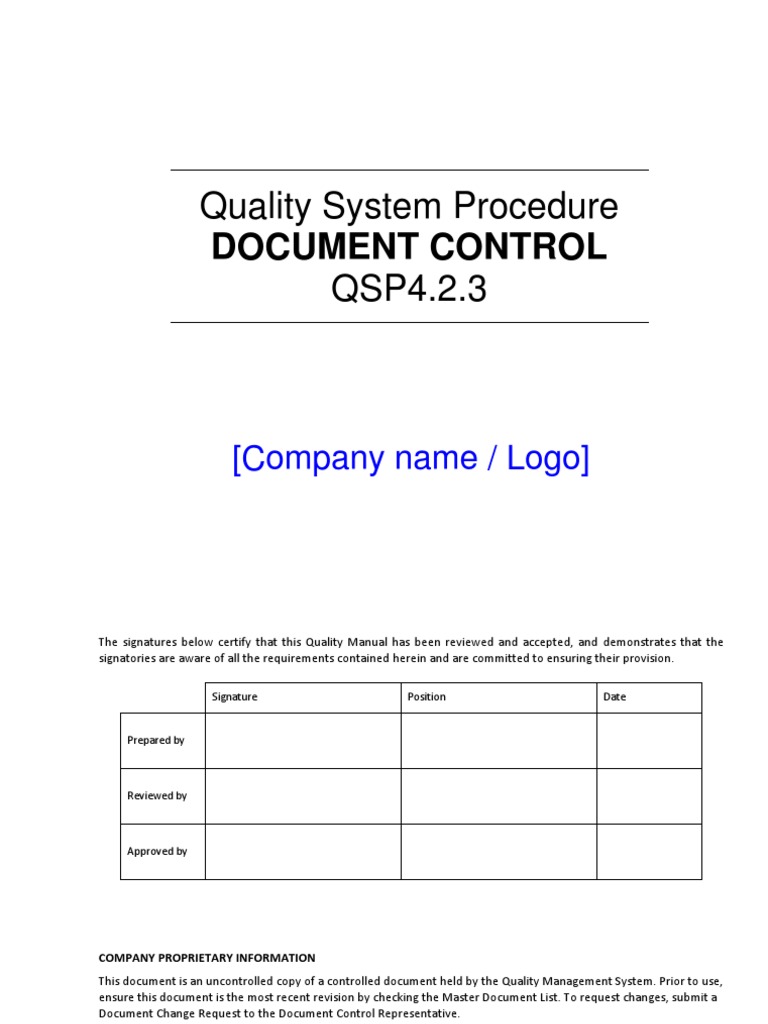 Document Control Procedure Example | PDF | Iso 9000 | Document