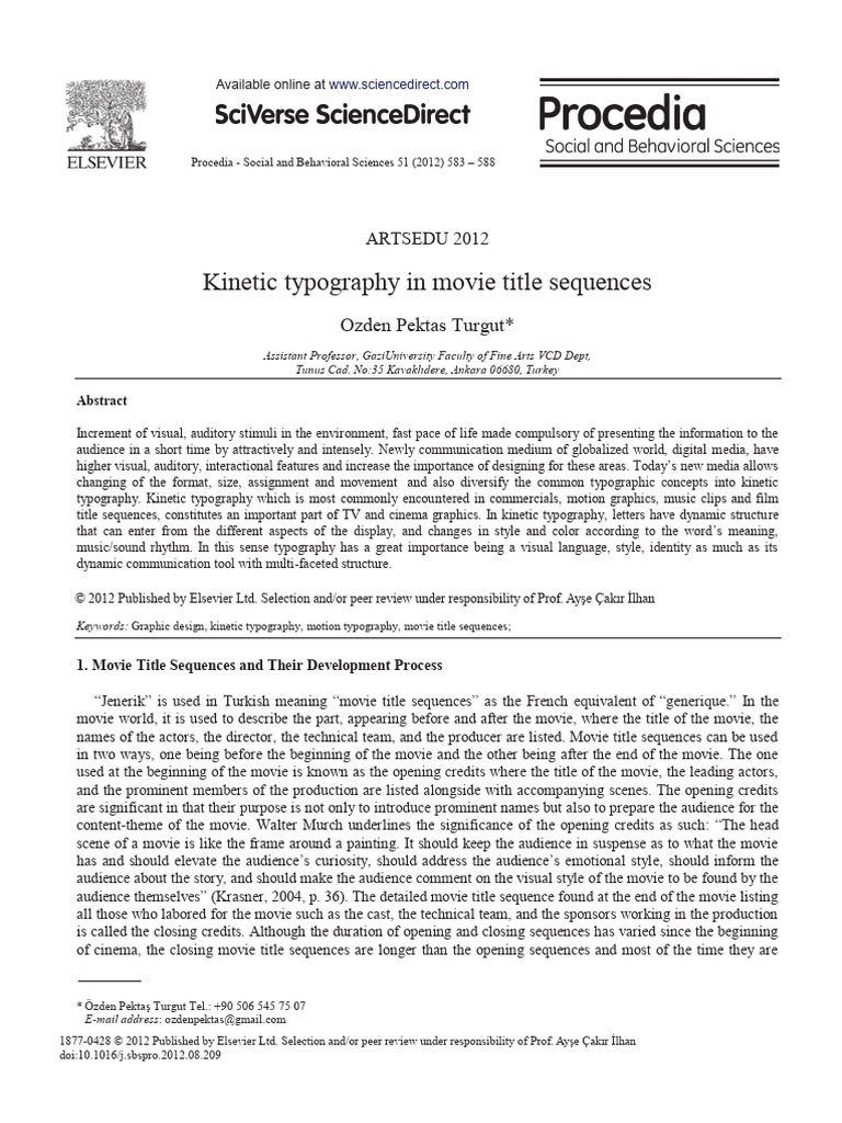 Kinetic Typography in Movie Title Sequences | PDF | Typography