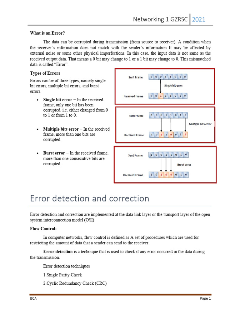 Unit 3 Networking 1 (GZRSC) | PDF | Transmission Control Protocol | Error Detection And Correction