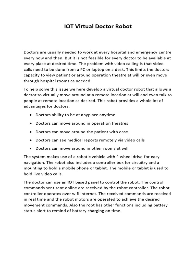 IOT Virtual Doctor Robot | PDF | Technology & Engineering