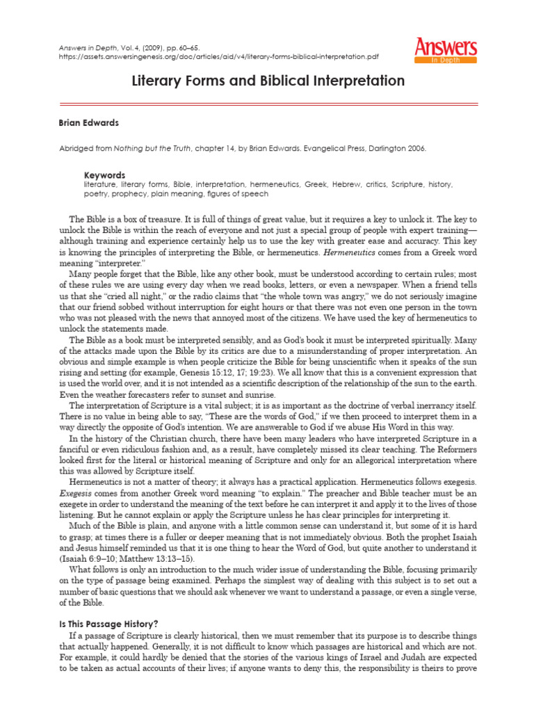 Literary Forms Biblical Interpretation | PDF | Bible | Prophecy