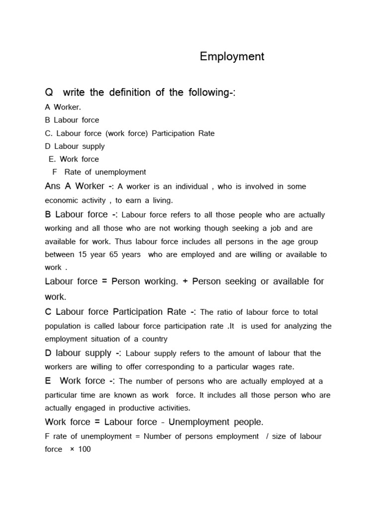 EMPLOYMENT (1) | PDF | Unemployment | Labour Economics