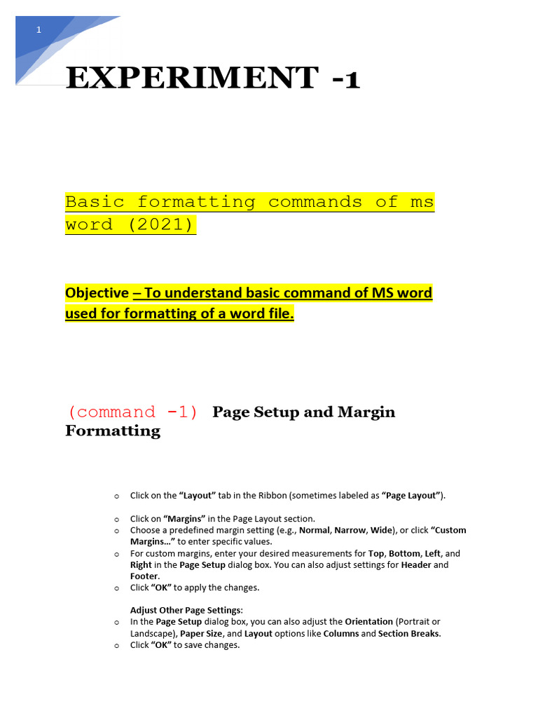 Basic Formatting Commands of Ms Word Pranav (#) | PDF | Microsoft Word ...