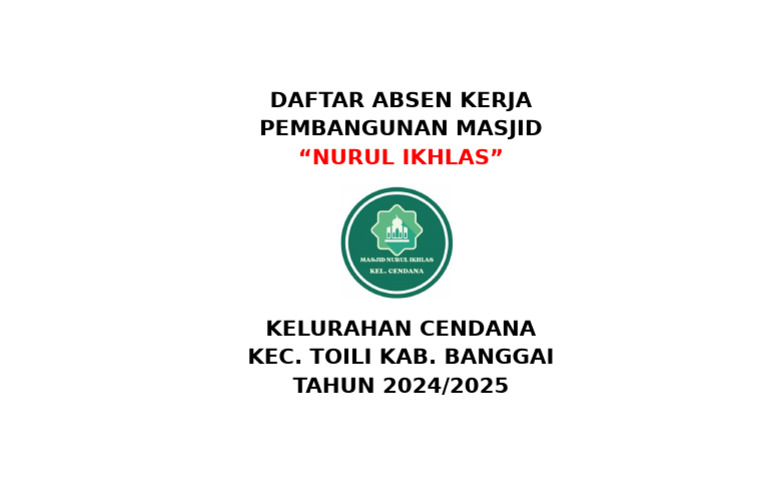 Cover Daftar Absen Kerja | PDF