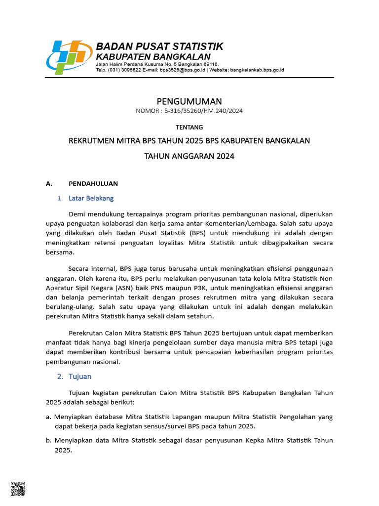 Pengumuman Rekrutmen Mitra 2025 | PDF