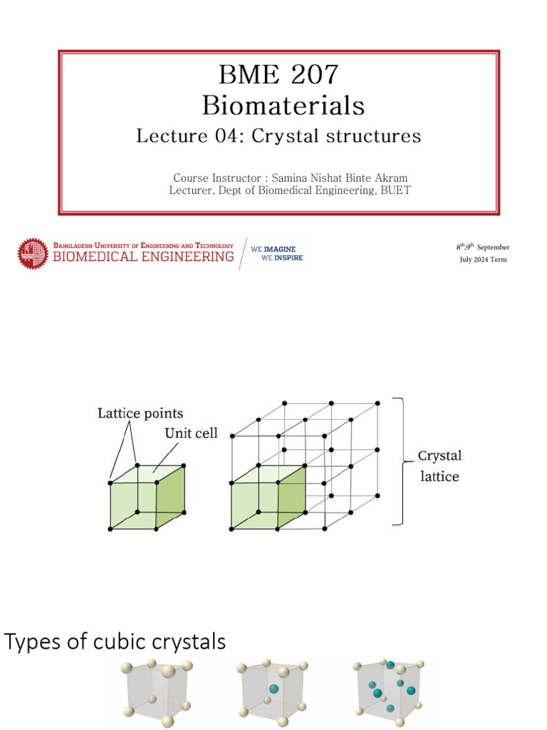 Types of Cubic Crystal Structures | PDF | Teaching Methods & Materials