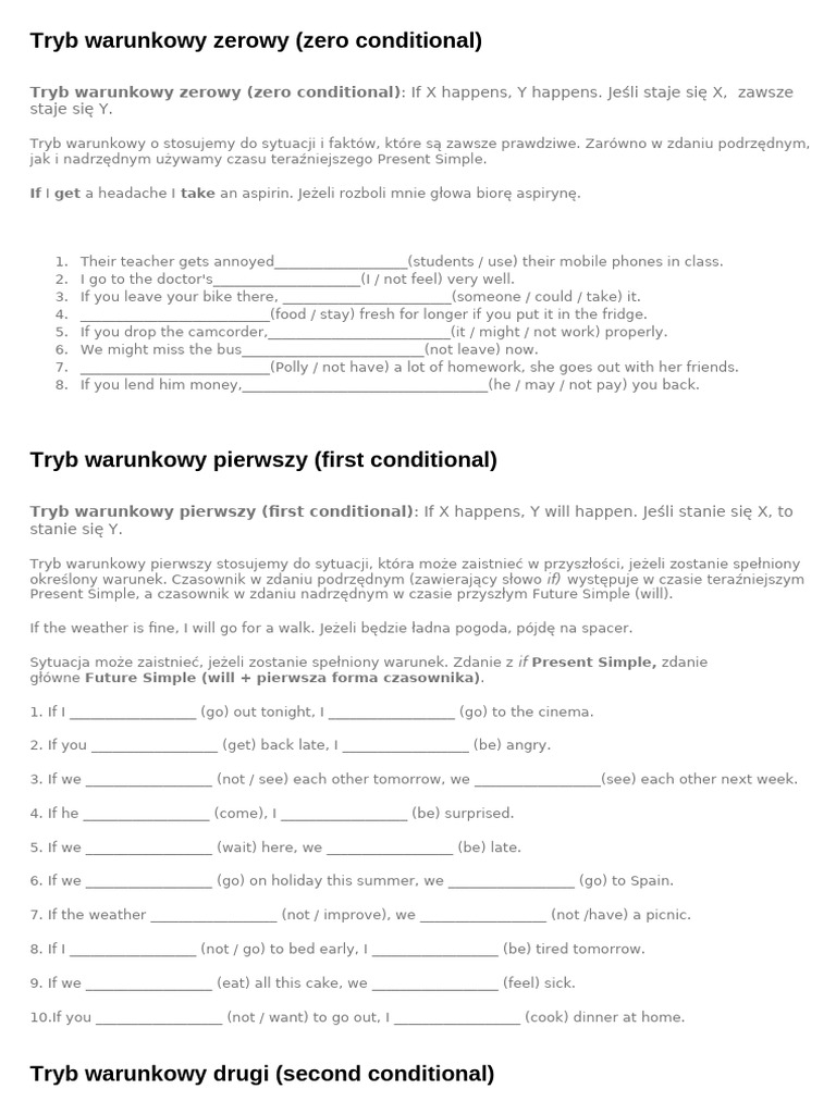 Conditionals 0 1 2 | PDF