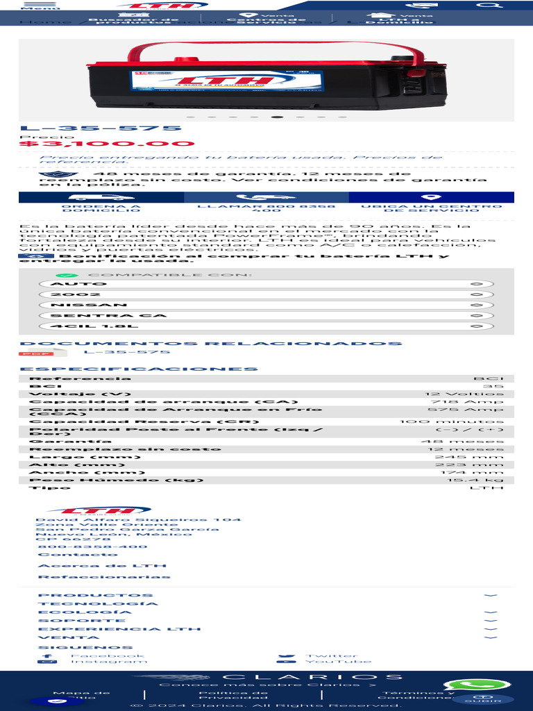 L-35-575 Baterías LTH | PDF