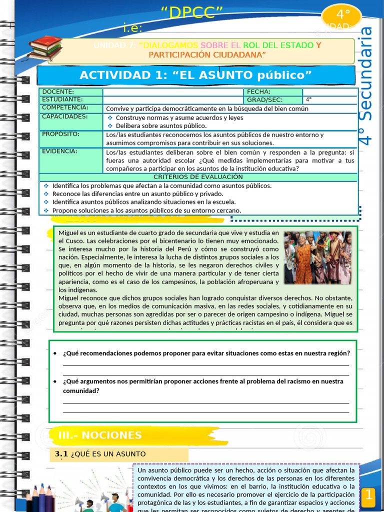 4° DPCC - Actv.01-Unid.7 2024 | PDF | Violencia | Discriminación