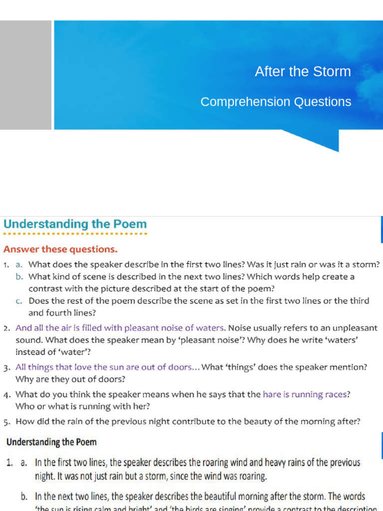 After the Storm Comprehension Questions | PDF