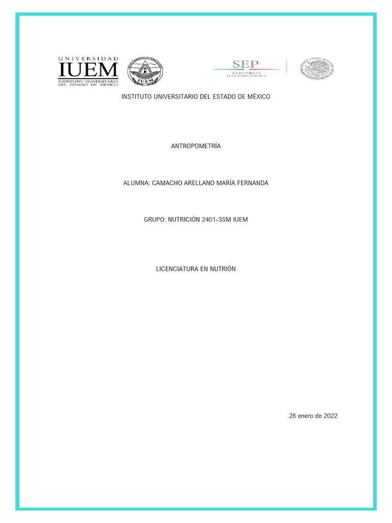 Formulario De Antropometria Pdf Mano Medición