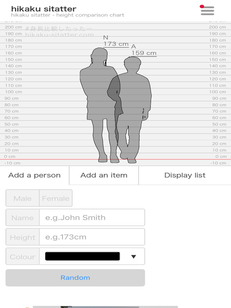 Hikaku Sitatter - Height Comparison Chart | PDF