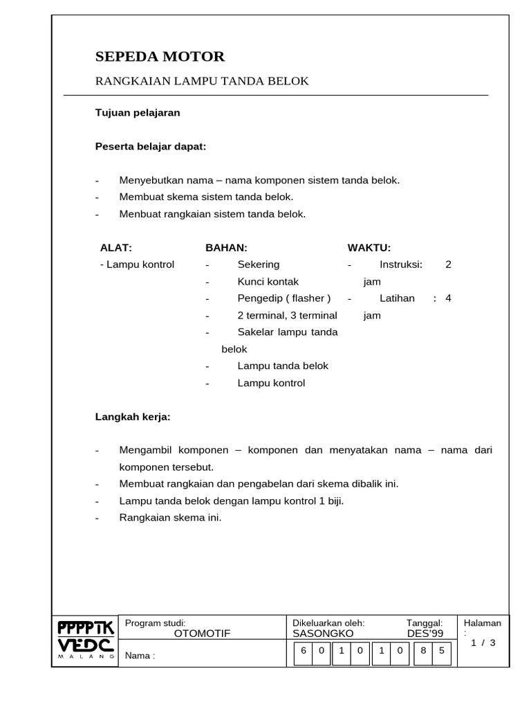 Rangkaian Lampu Tanda Belok (16) | PDF
