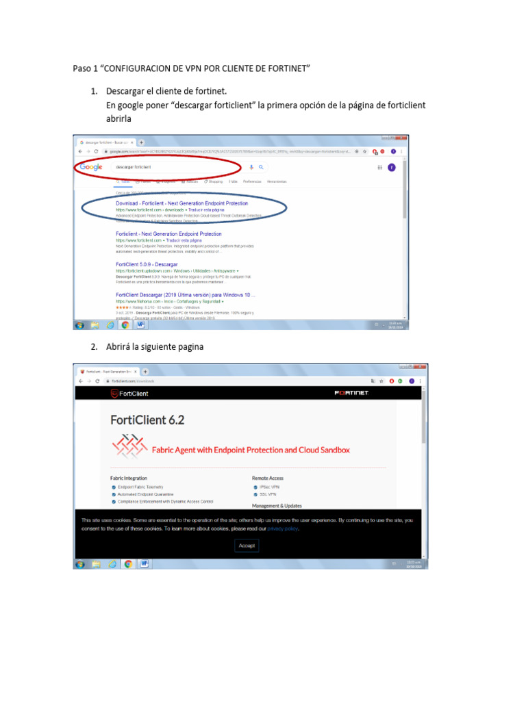 Manual de Instalacion de VPN Por Cliente de Fortinet Win7 | PDF
