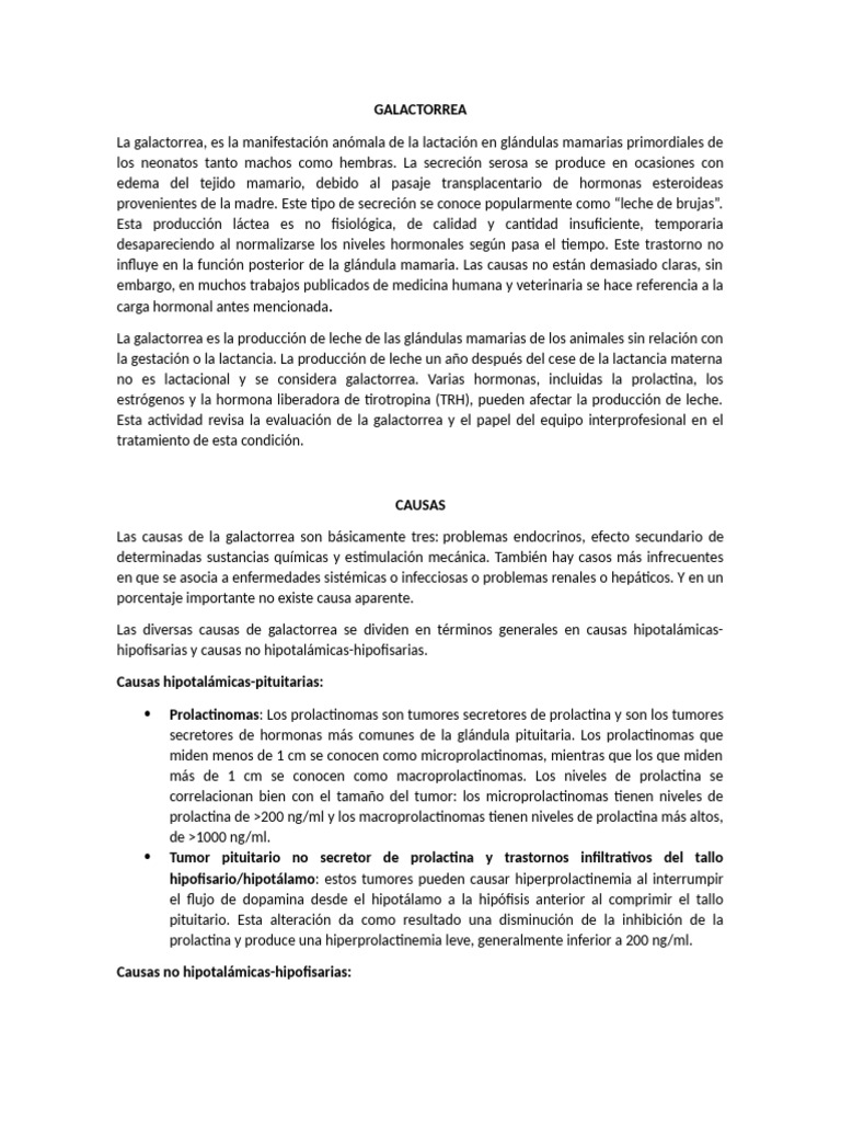 GALACTORREA | PDF | Lactancia | Sistema endocrino