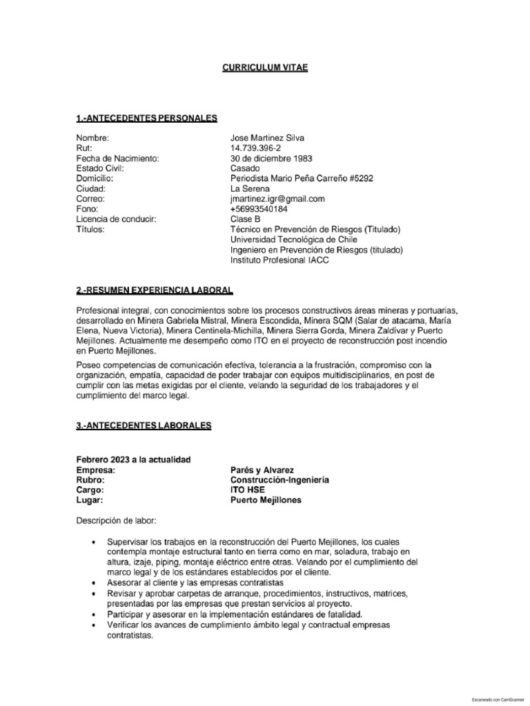 CV Jose Martinez Silva Actualizado | PDF