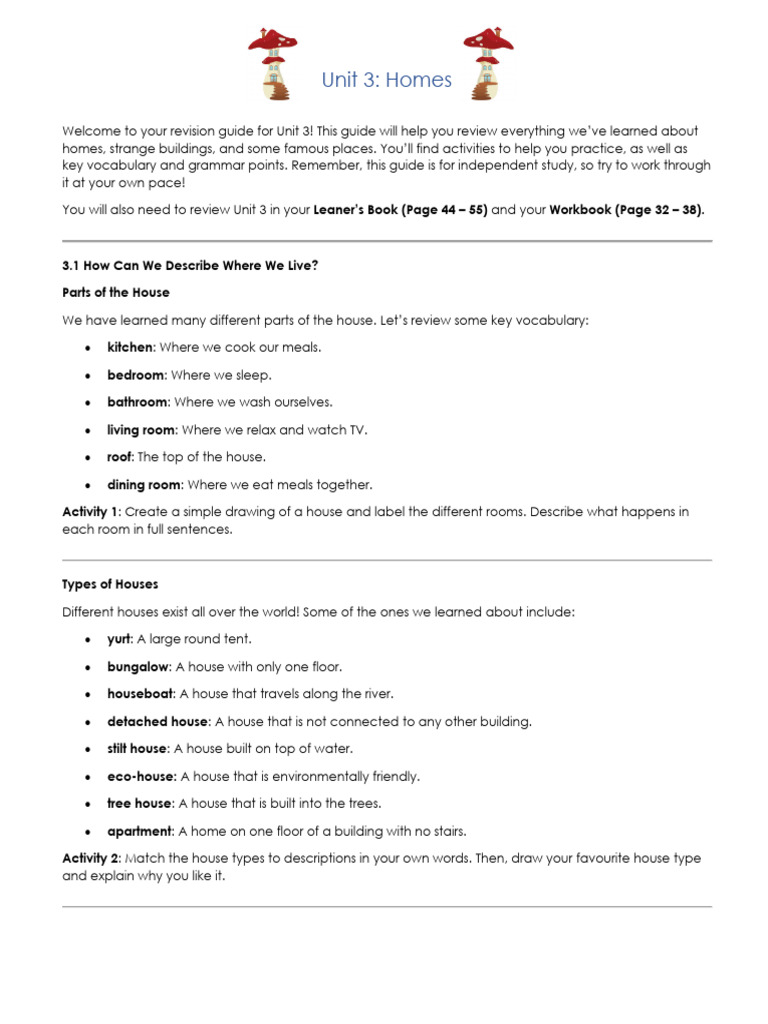 ESL Unit 3 Revision Guide | PDF | Linguistics | Grammar