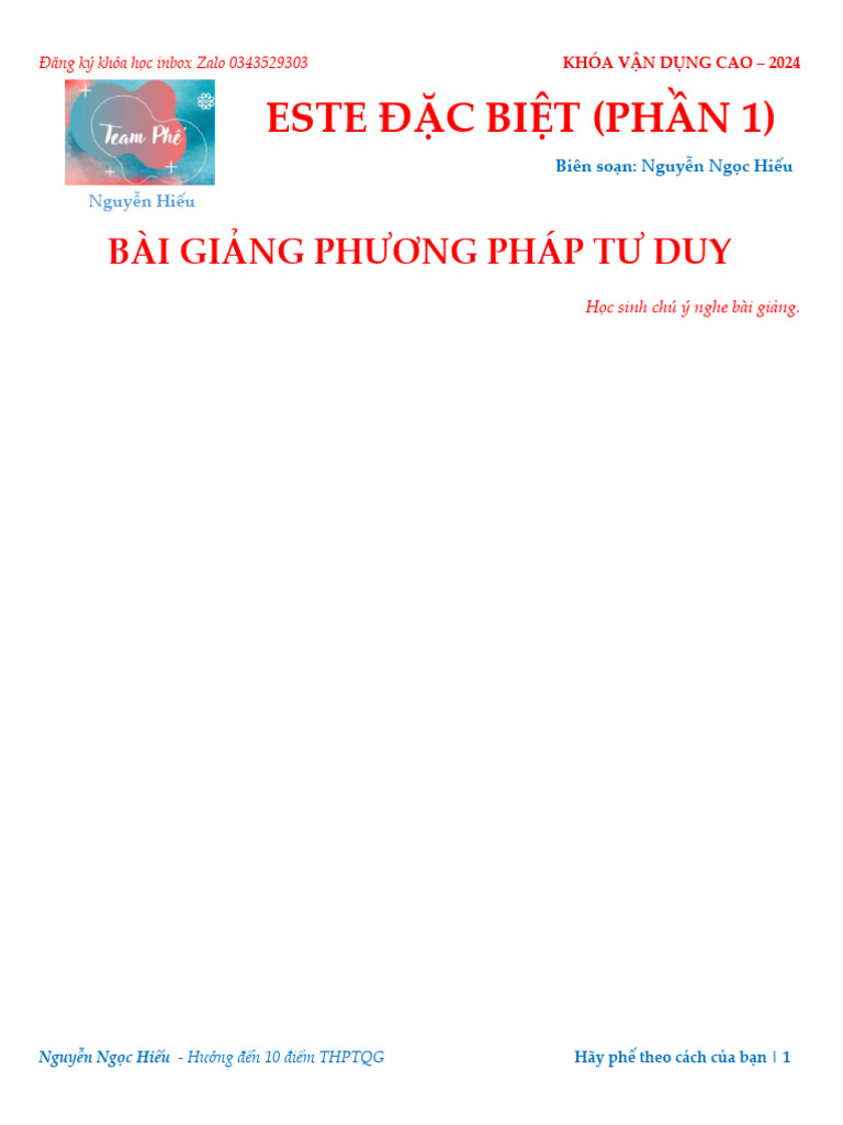 Este Dac Biet Phan 1 | PDF