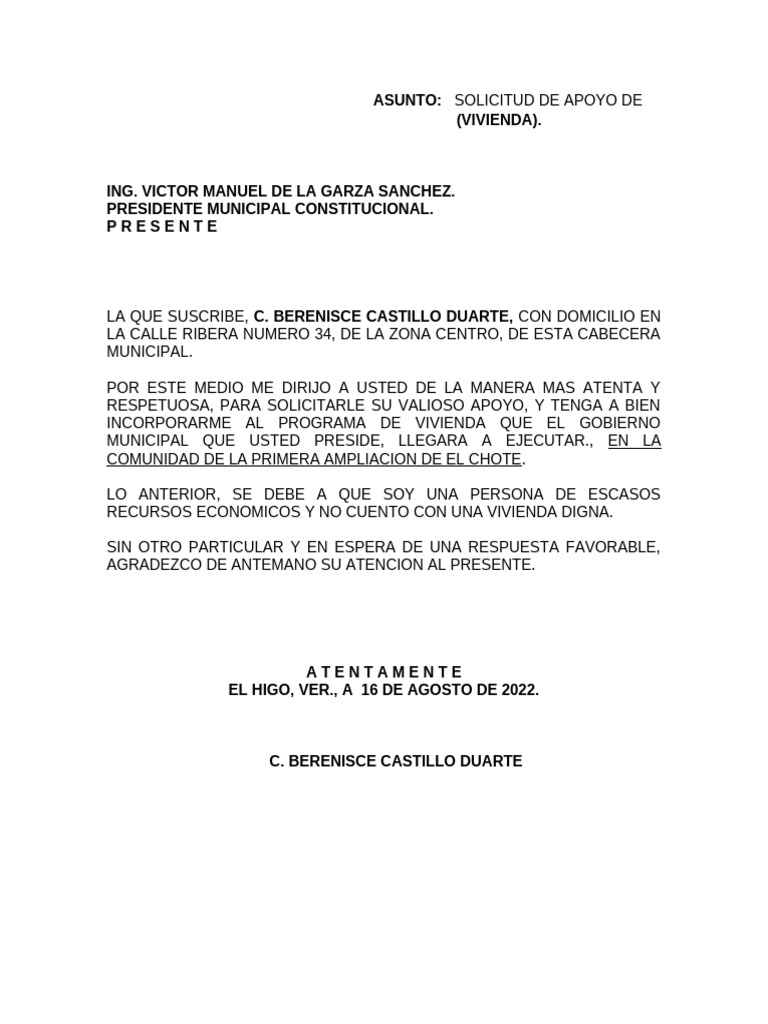 Solicitudes de Apoyo a la Presidenta Municipal | PDF