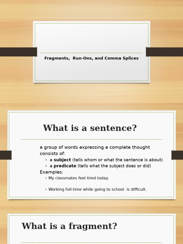 Fragments, Run-Ons & Comma | PDF | Semantic Units | Linguistic Morphology