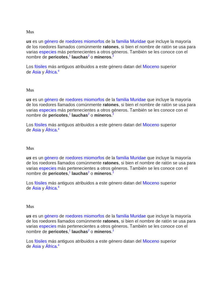 Ratones Pericotes Lauchas Mineros | PDF