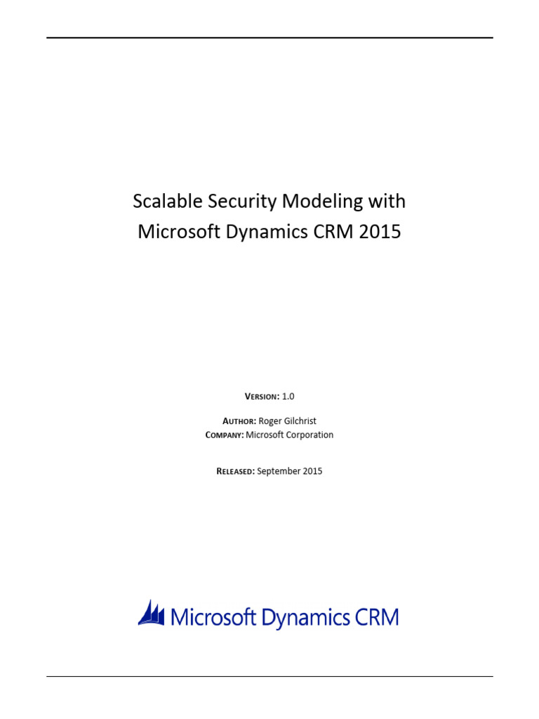 Scalable Security Modeling With Microsoft Dynamics CRM 2015 | PDF | Customer Relationship ...