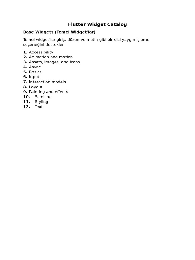 Flutter Widget Catalog | PDF