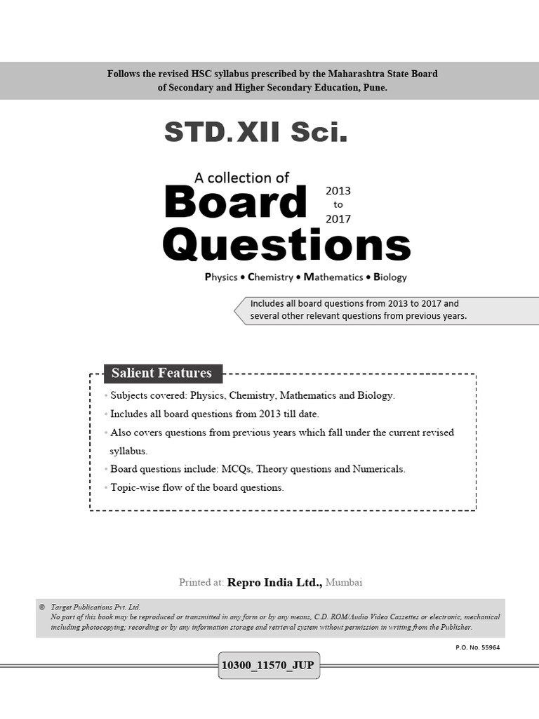 12th Science Hsc Board Questions | PDF | Acceleration | Refraction