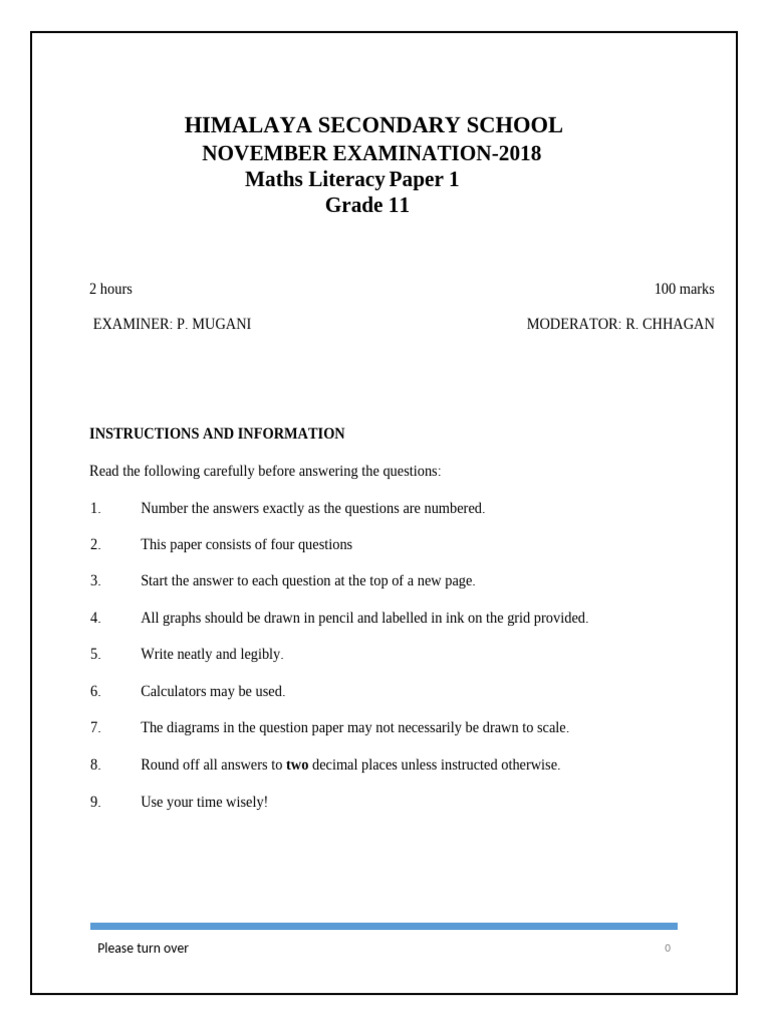 Gr11 Maths Literacy Paper 1 2022 | PDF | Area | Pound (Mass)