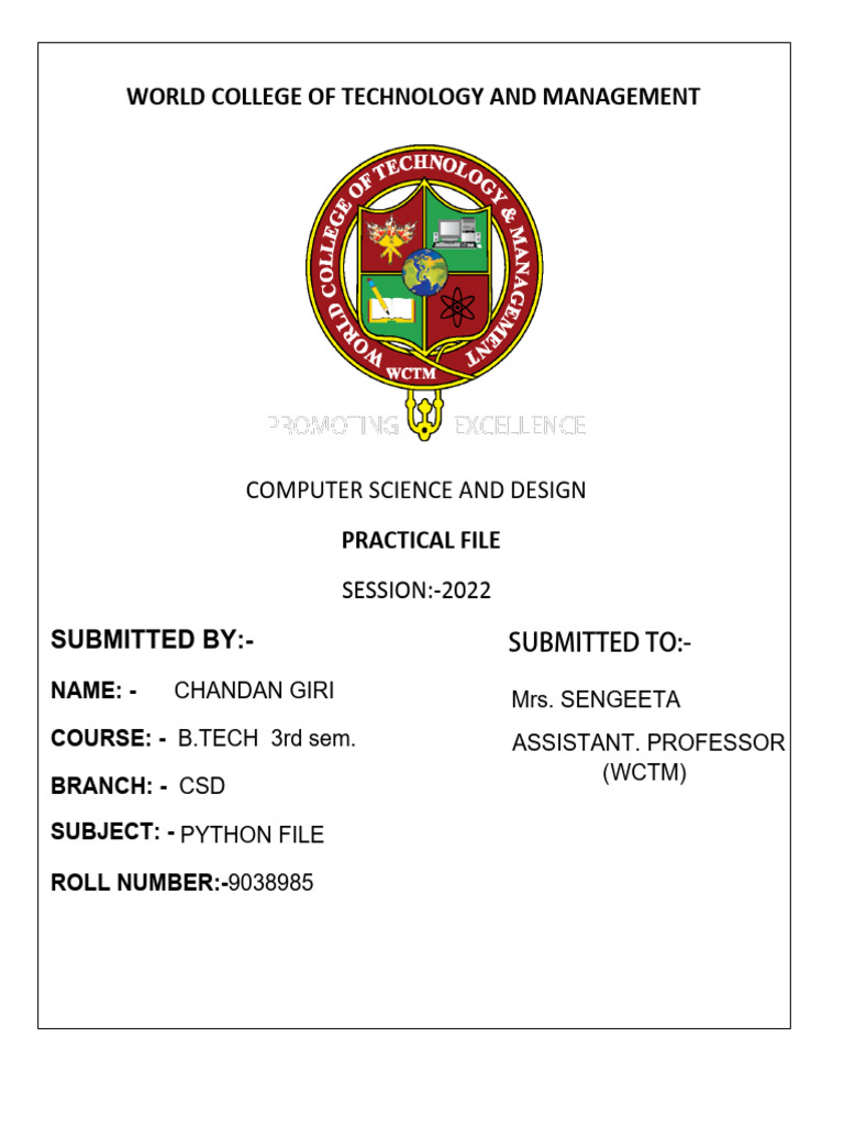 CHANDAN Python PRICTICAL FILE | PDF | Data Type | Text File