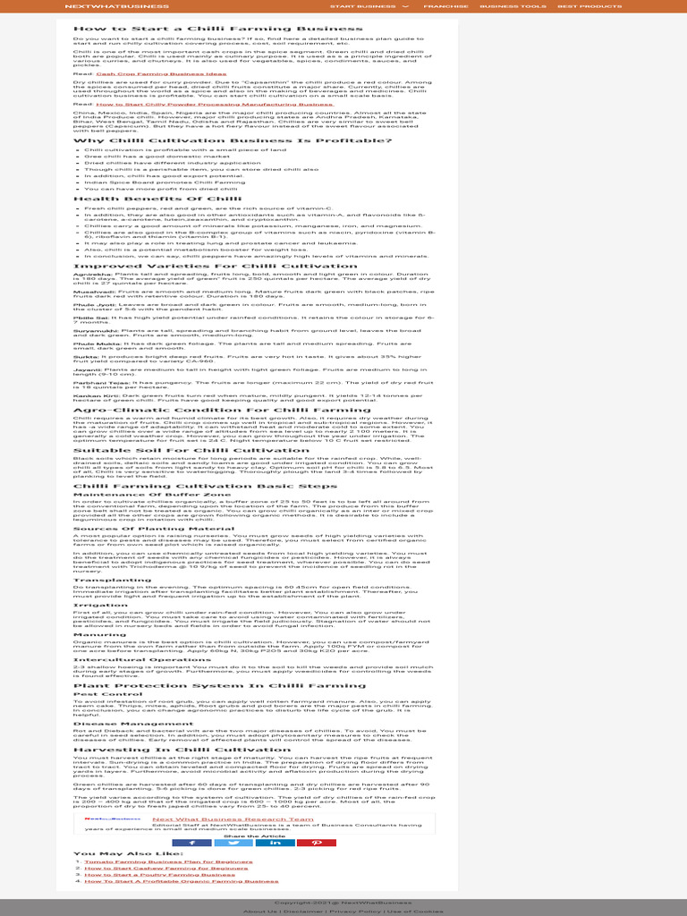 Chilli Farming Business Plan - Cultivation Process Guide For Beginners ...