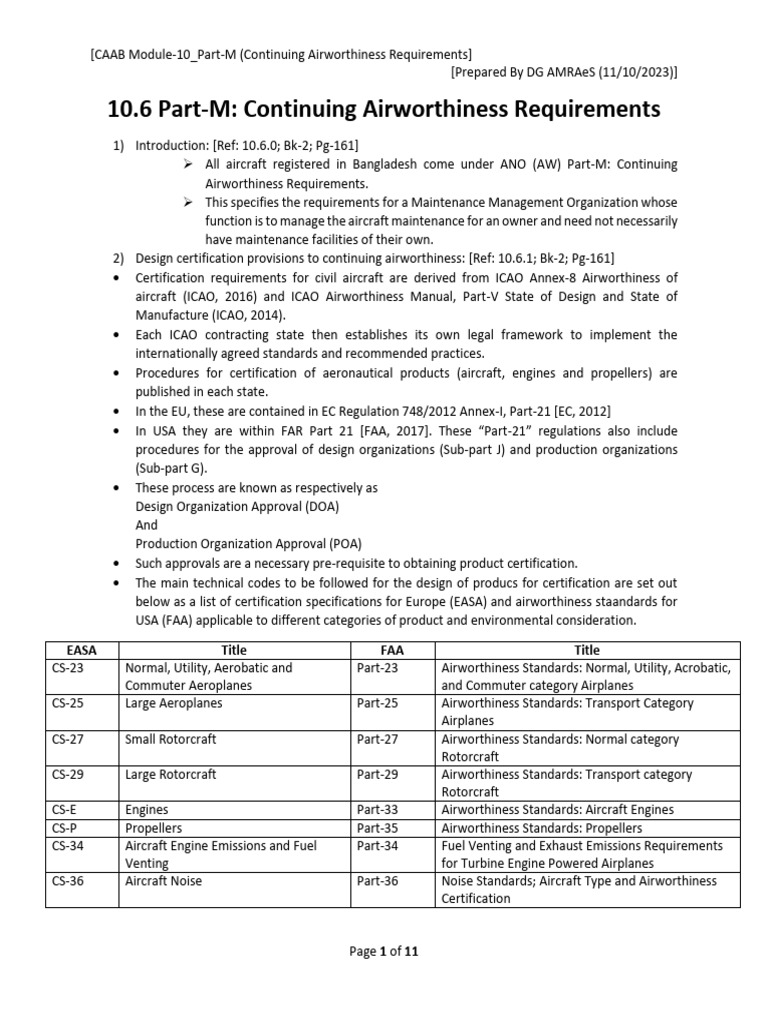 M-10.6 - Part-M - Continuing Airworthiness Requirements | PDF ...