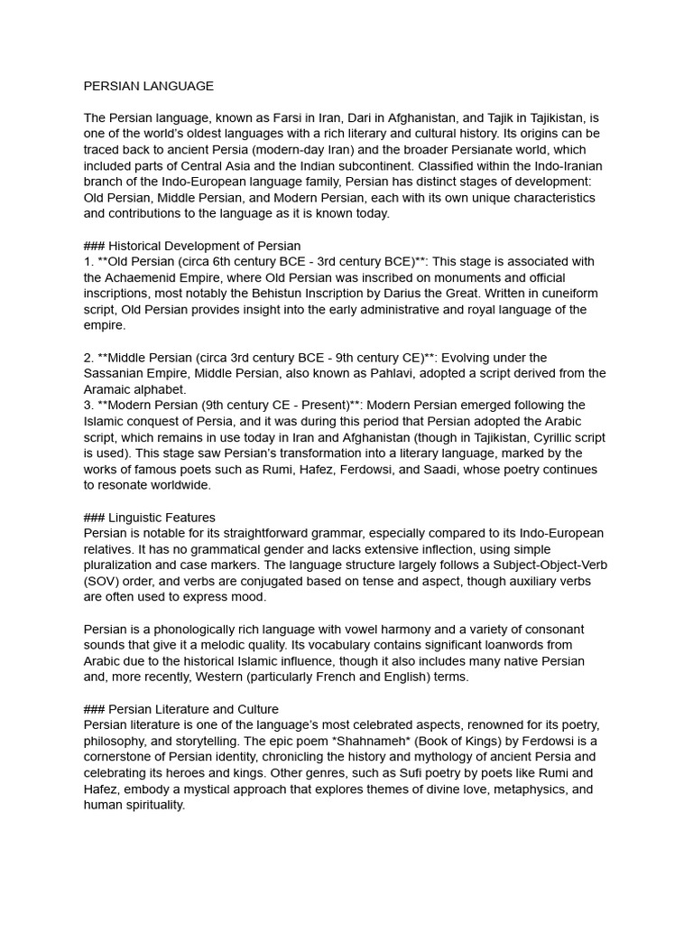 Persian language | PDF | Persian Language | Languages