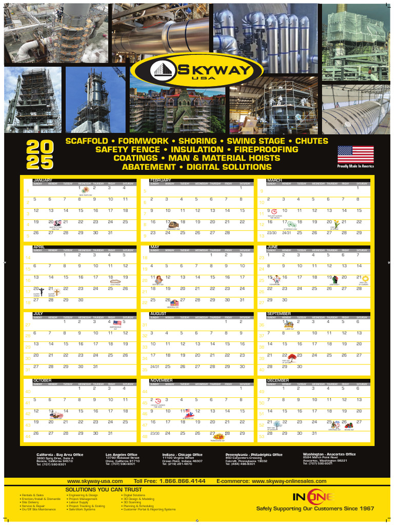 Skyway USA 2025 Wall Calendar 24x36 | PDF | Easter | Public Holiday