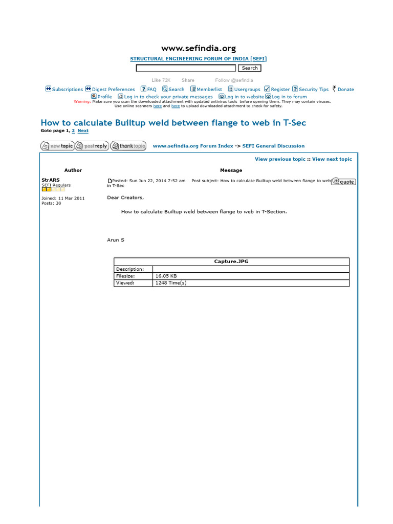 View Topic - How To Calculate Builtup Weld Between Flange To Web in T ... View Topic - How To Calculate Builtup Weld Between Flange To Web in T ...